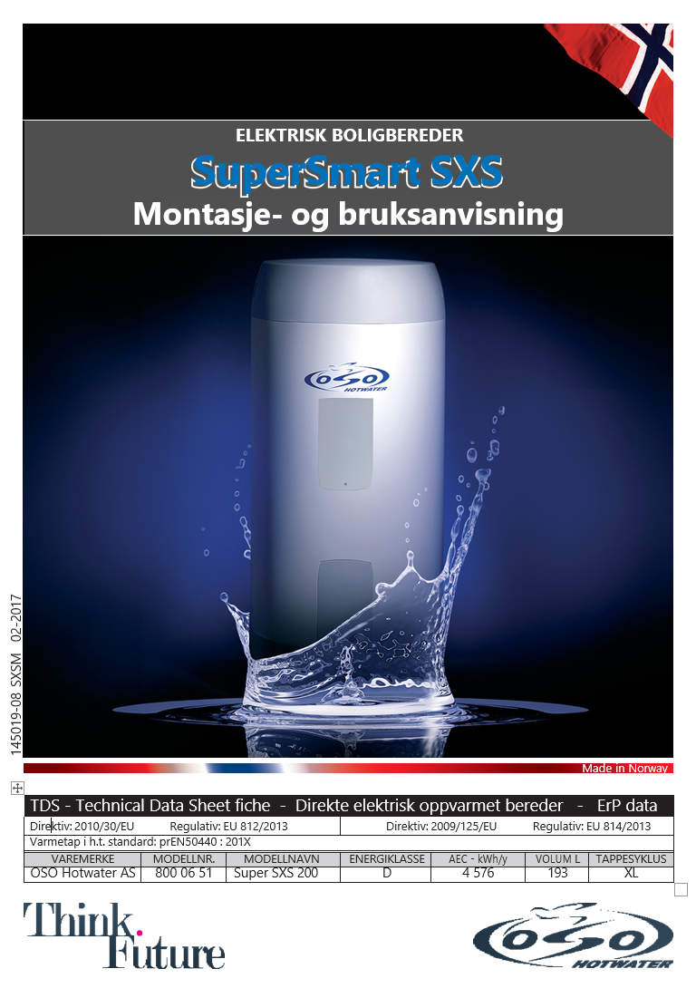 Installasjons- og brukermanual OSO SUPERSMART – Waterguard Kundestøtte